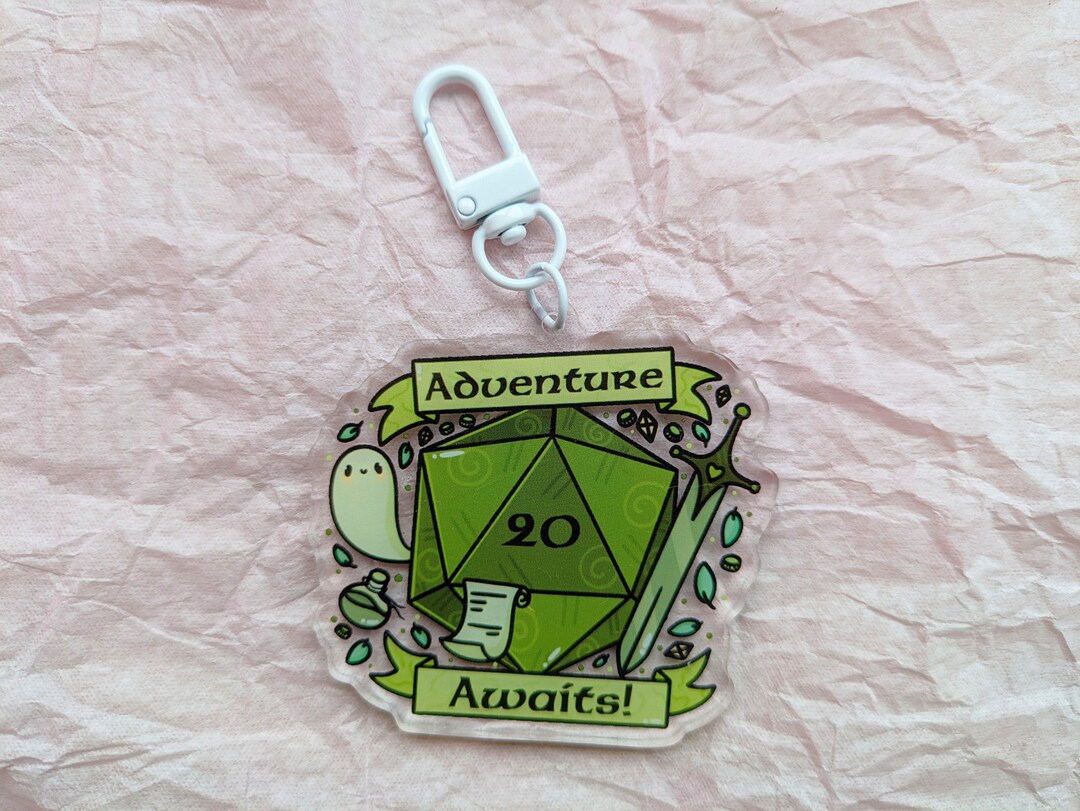 Adventure Awaits DND Acrylic Keychain Kawaii Keyring Dungeons and ...