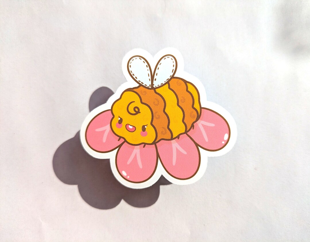 Fluffy Bee Flower Vinyl Sticker Bees Tulips Art Cute Stickers Water ...
