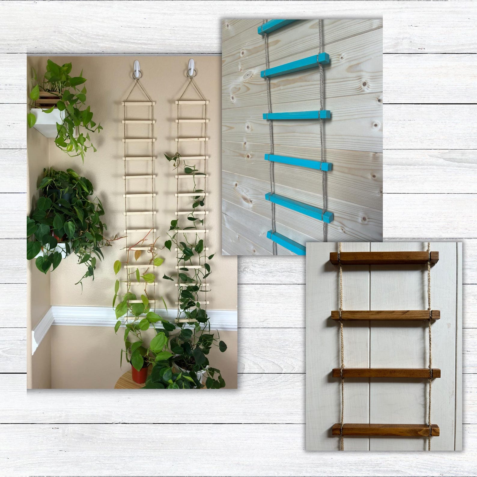 Hanging Wood Trellis for Indoor Plants, Wall Ladder for Climbing Plants ...
