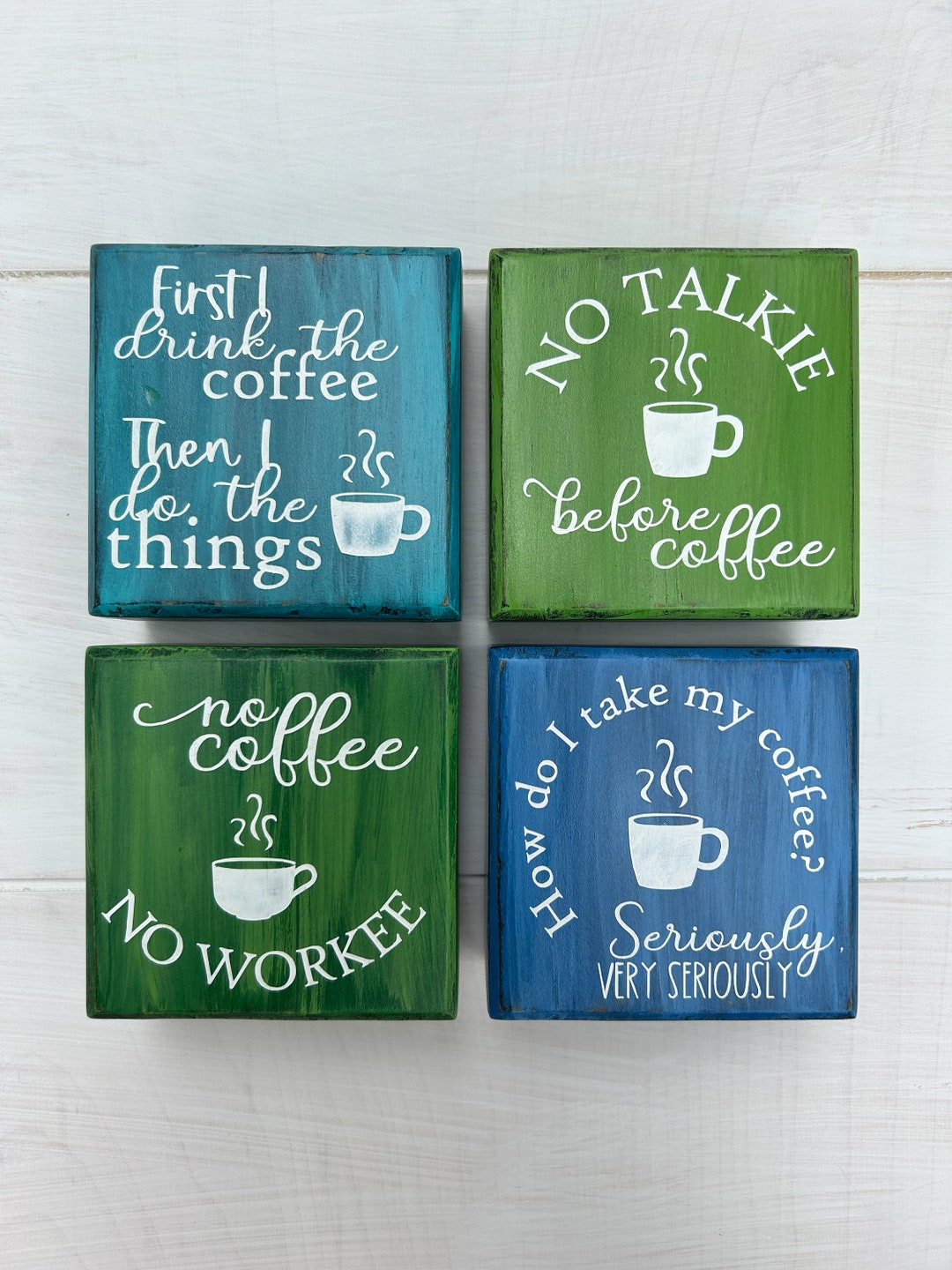 Coffee Humor Mini Blocks, Funny Coffee Decor, Small Coffee Lover Gift ...