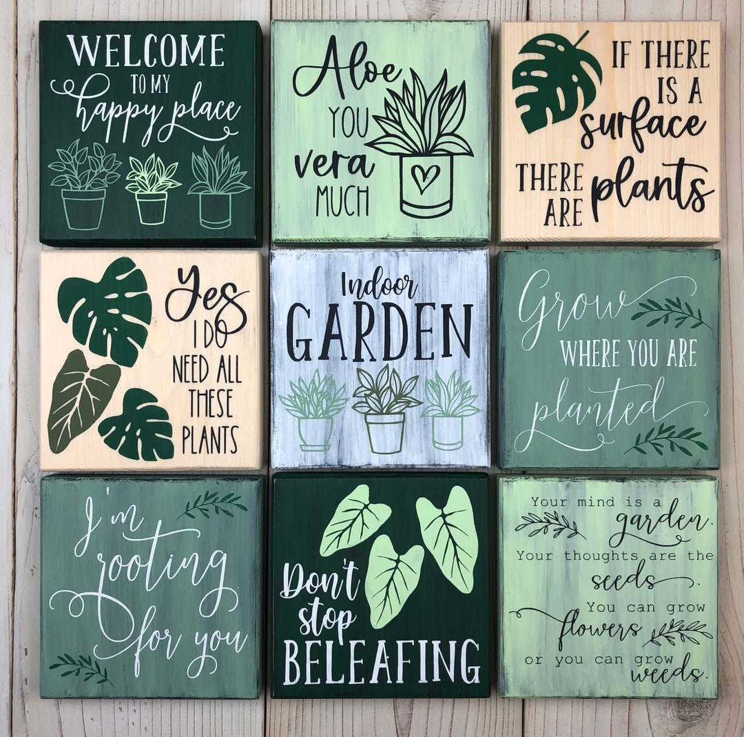 Rustic Plant Themed Mini Signs, Rustic Farmhouse Decor, Indoor Garden ...