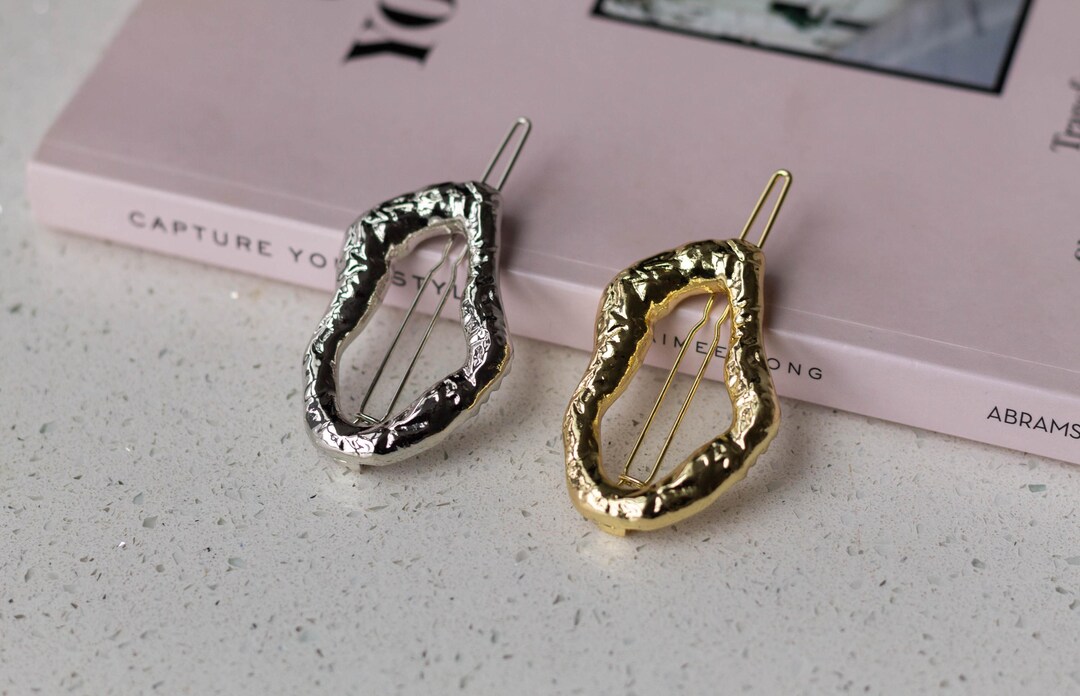 Irregular Metal Oval Hair Pin | Vintage Hair Clips | Unique Hair ...