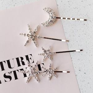 Set of 4 Crystal Star Hair Pins | Celestial Hair Accessory | Celestial ...