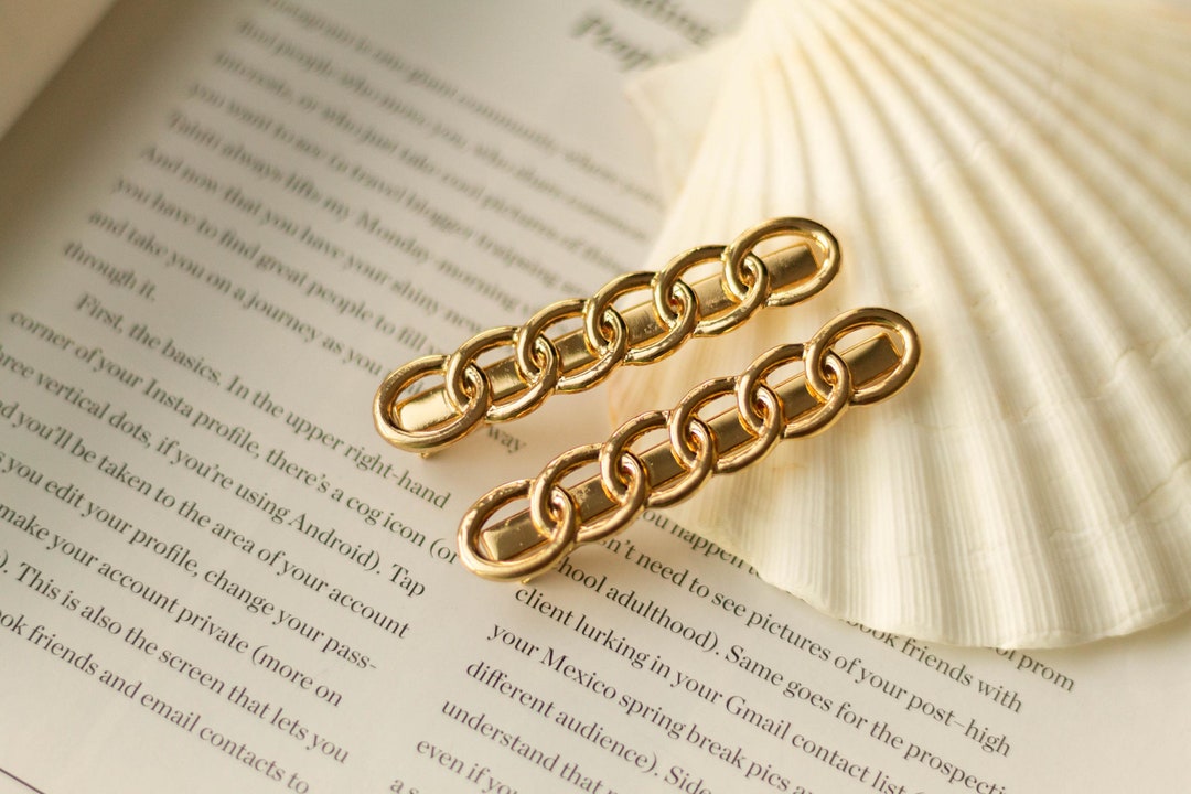 2 Pc Gold Chain Hair Clips | Vintage Hair Accessories | Chain Hair ...