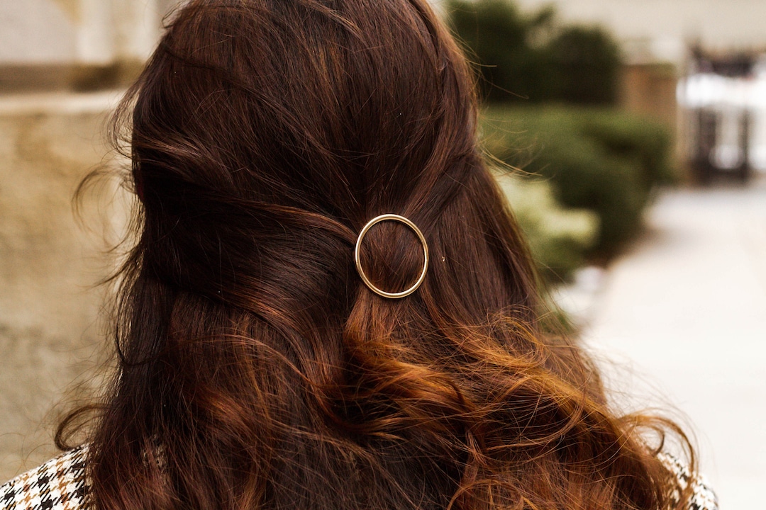 Minimalist Circle Hair Pin | Circle Hair Barrette | Gold Circle Hair ...
