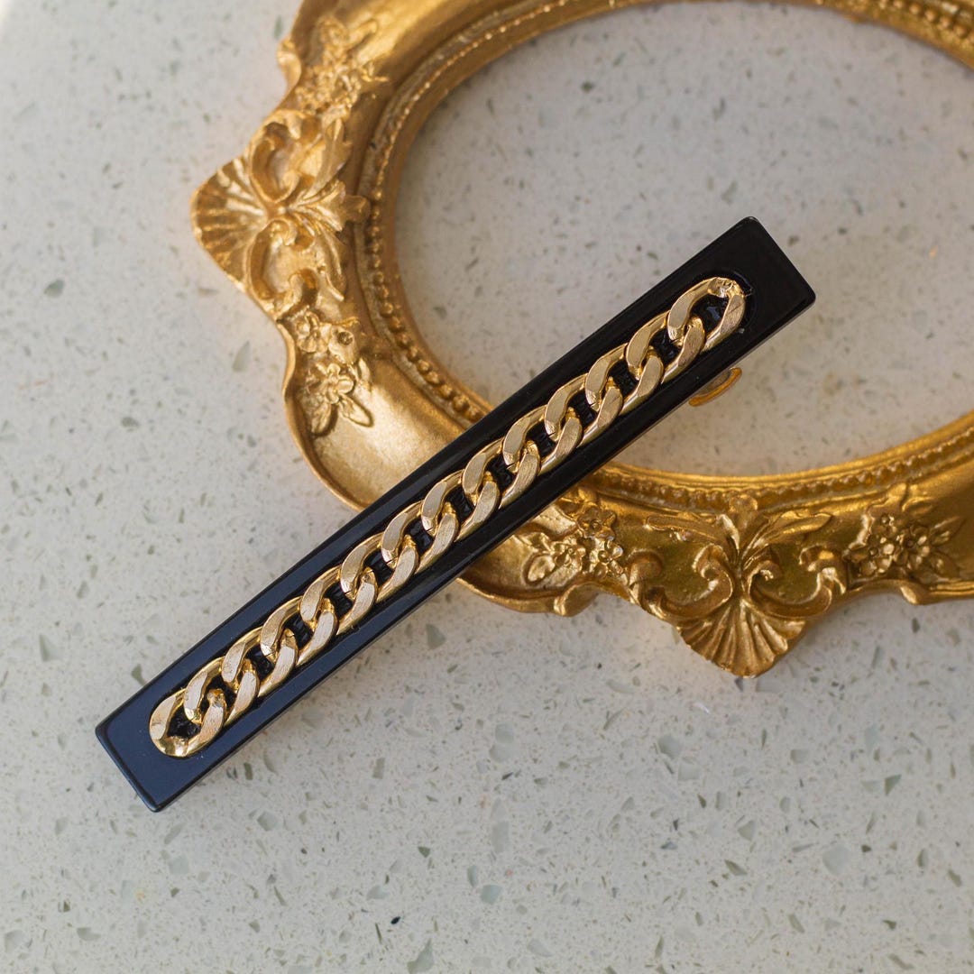 Gold Chain Hair Barrette | Gold Chain Hair Clip | Vintage Hair ...
