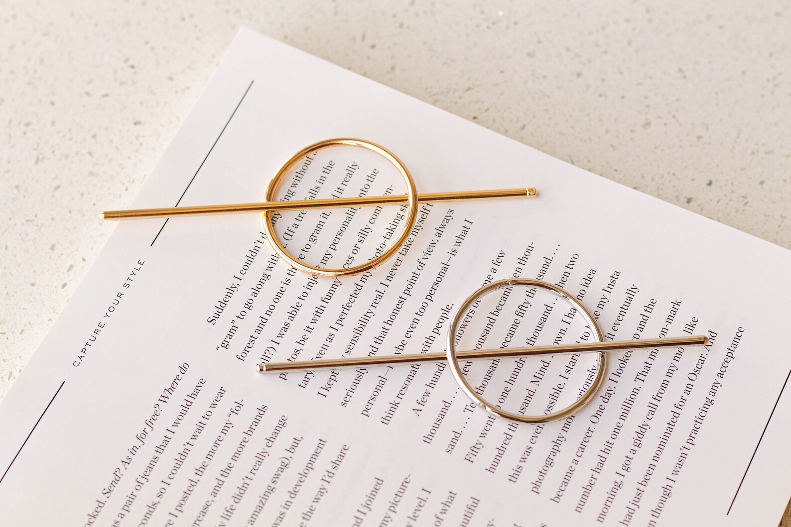 Gold and Silver Minimal Circle Hair Slide | Silver Circle Hair Pin ...