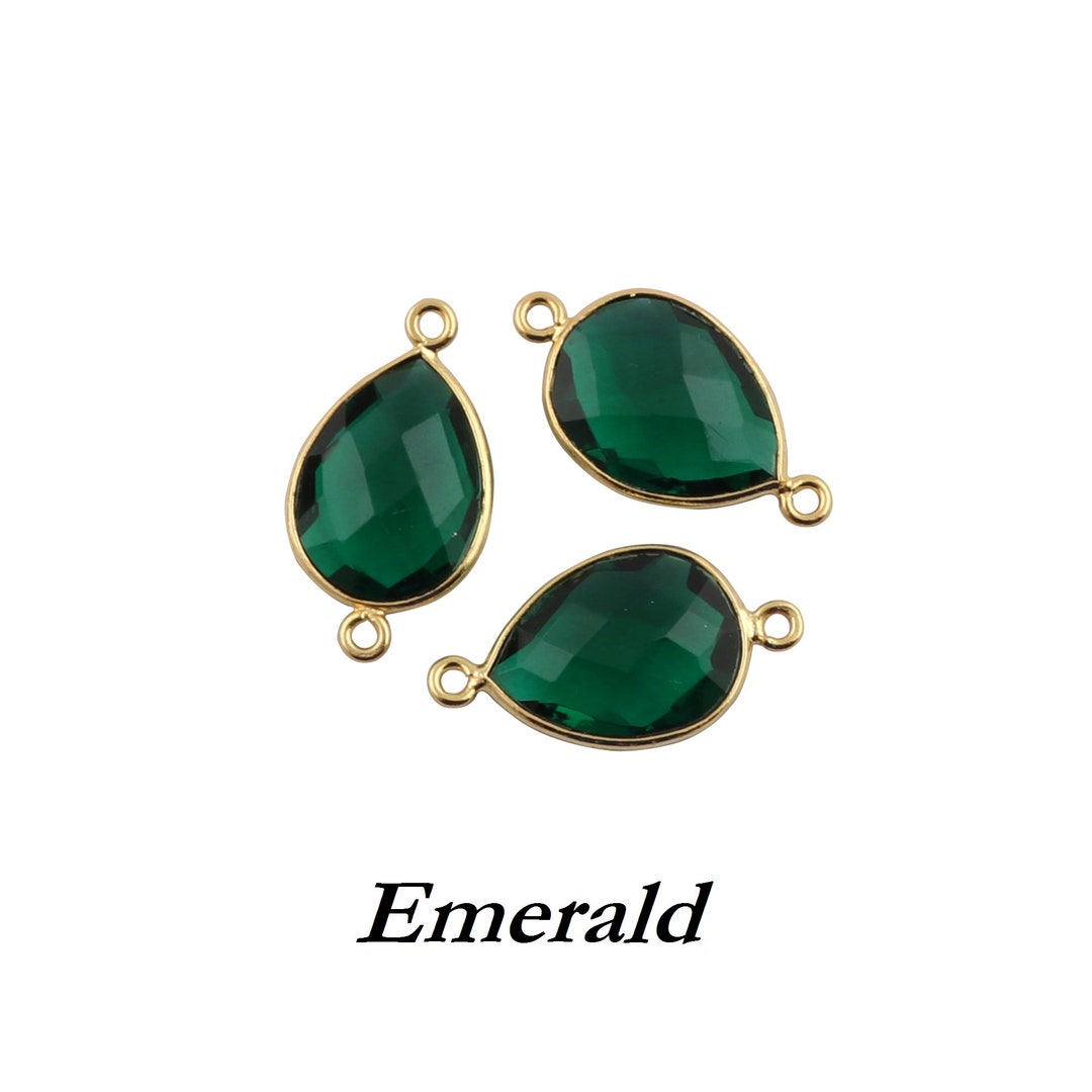 Pear Shape Bezel Connectors Emerald Gemstone - Etsy
