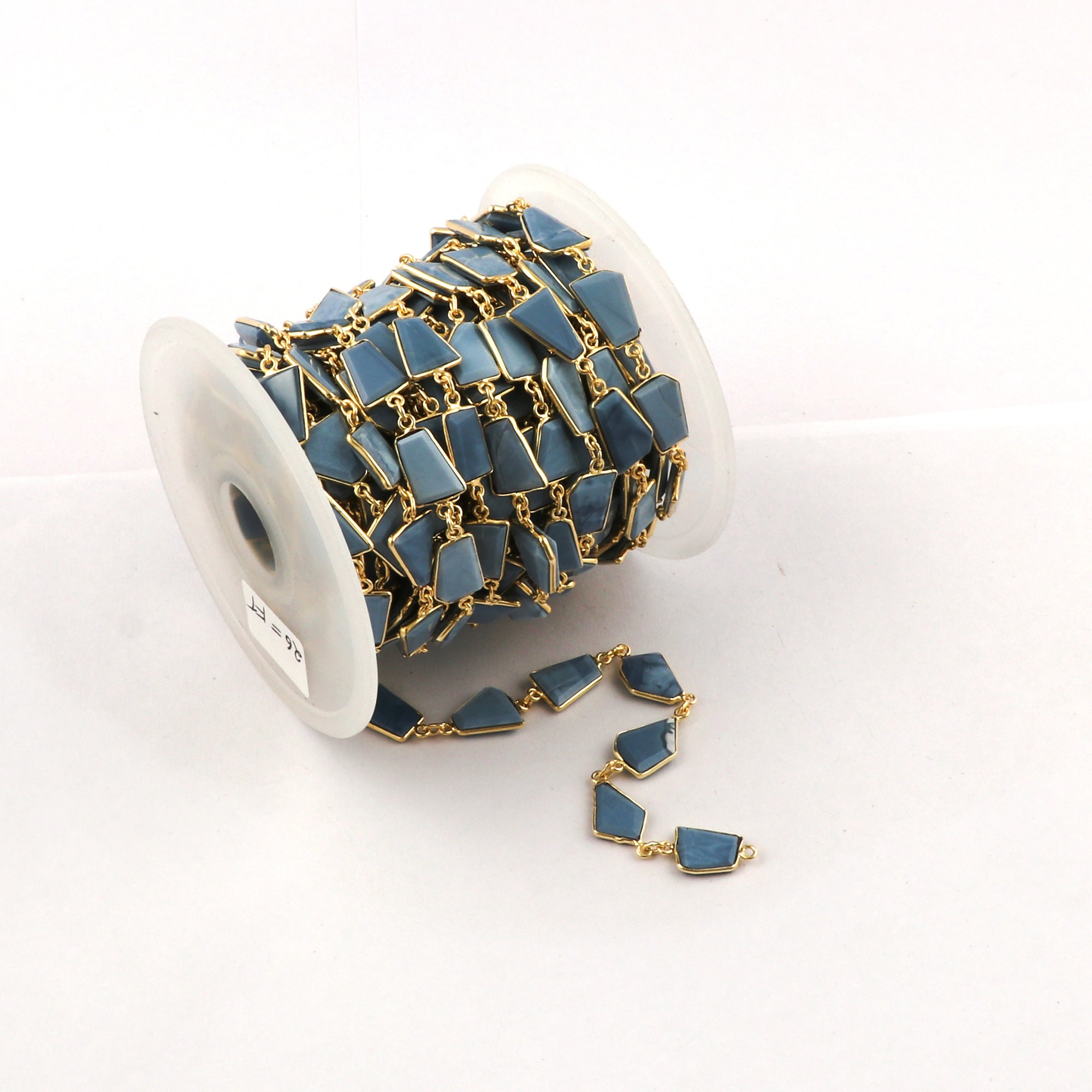 Natural Blue Opal Bezel Link Chain, DIY Chain Making Jewelry, Fancy ...