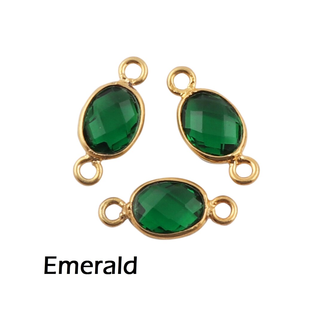 Gemstone Connectors, Bezel Connector, Emerald Bezel Connectors, Gold ...