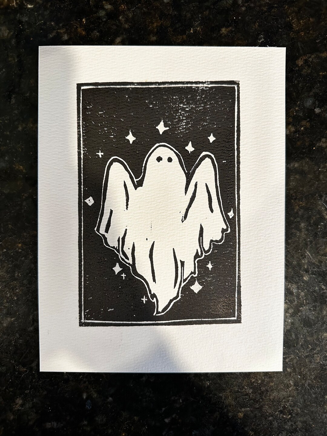 Lil Ghost Lino Print - Etsy