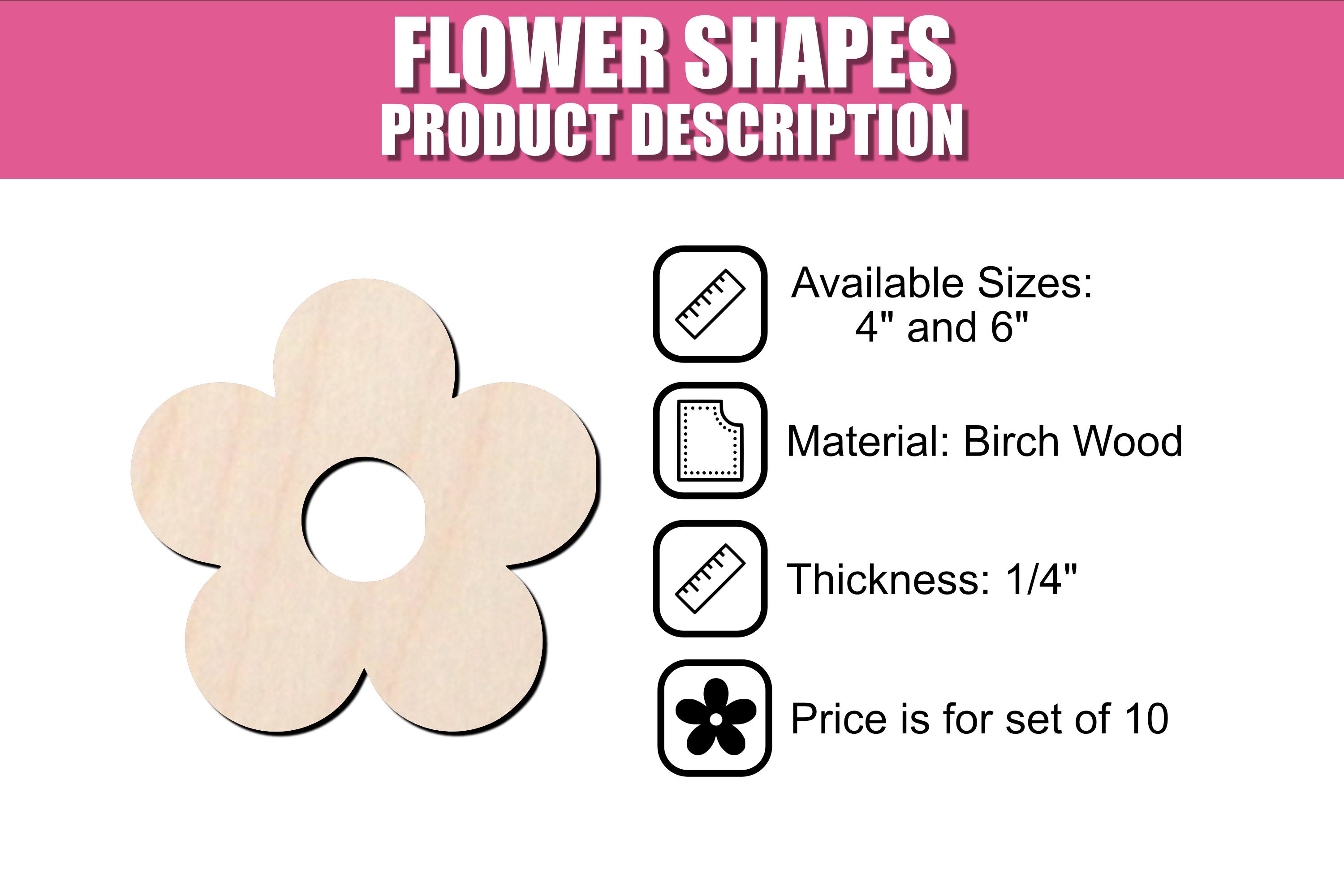 Wood Flower Shapes for Your Crafting Projects. Flower Wall Decoration ...