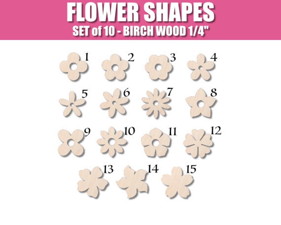 Wood Flower Shapes for Your Crafting Projects. Flower Wall Decoration ...