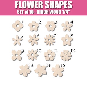 Wood Flower Shapes for Your Crafting Projects. Flower Wall Decoration ...