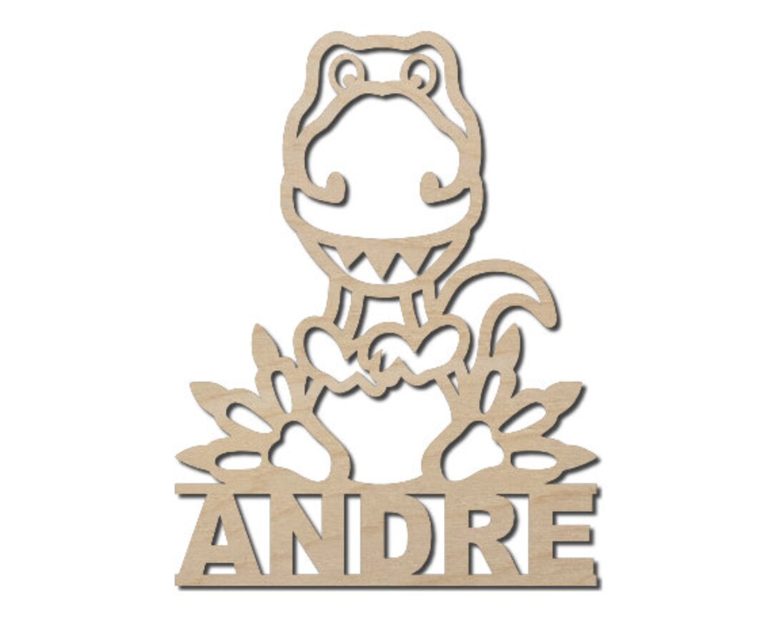 Personalized T-rex Dinosaur Name Sign: Laser Cut Birch Wood - Etsy