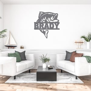 Wood Fish Wall Sign, Bedroom Door Sign, Man Cave Sign, Boy Room Decor ...