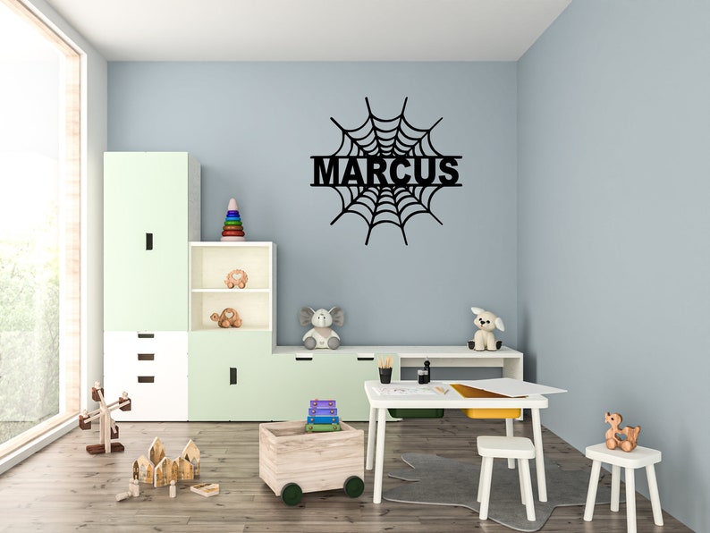 Spider Web Name Sign Boy Room Decor Nursery Decor - Etsy