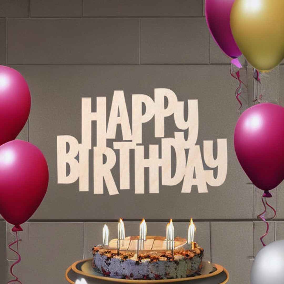 Happy Birthday Sign Laser Cut Wood Sign Birthday - Etsy