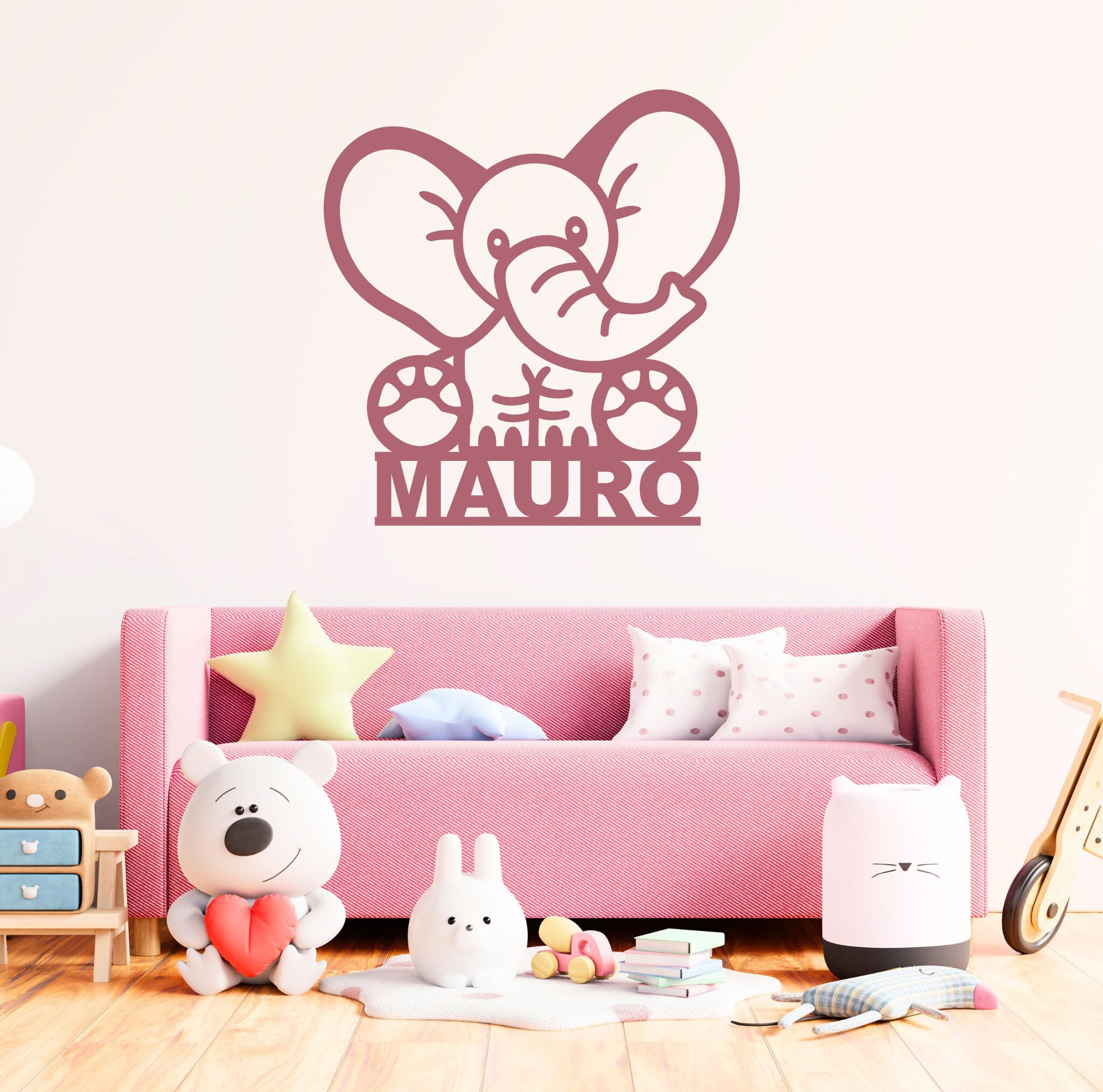 Elephant Name Sign, Personalized Elephant Sign, Wood Sign, Name Sign ...