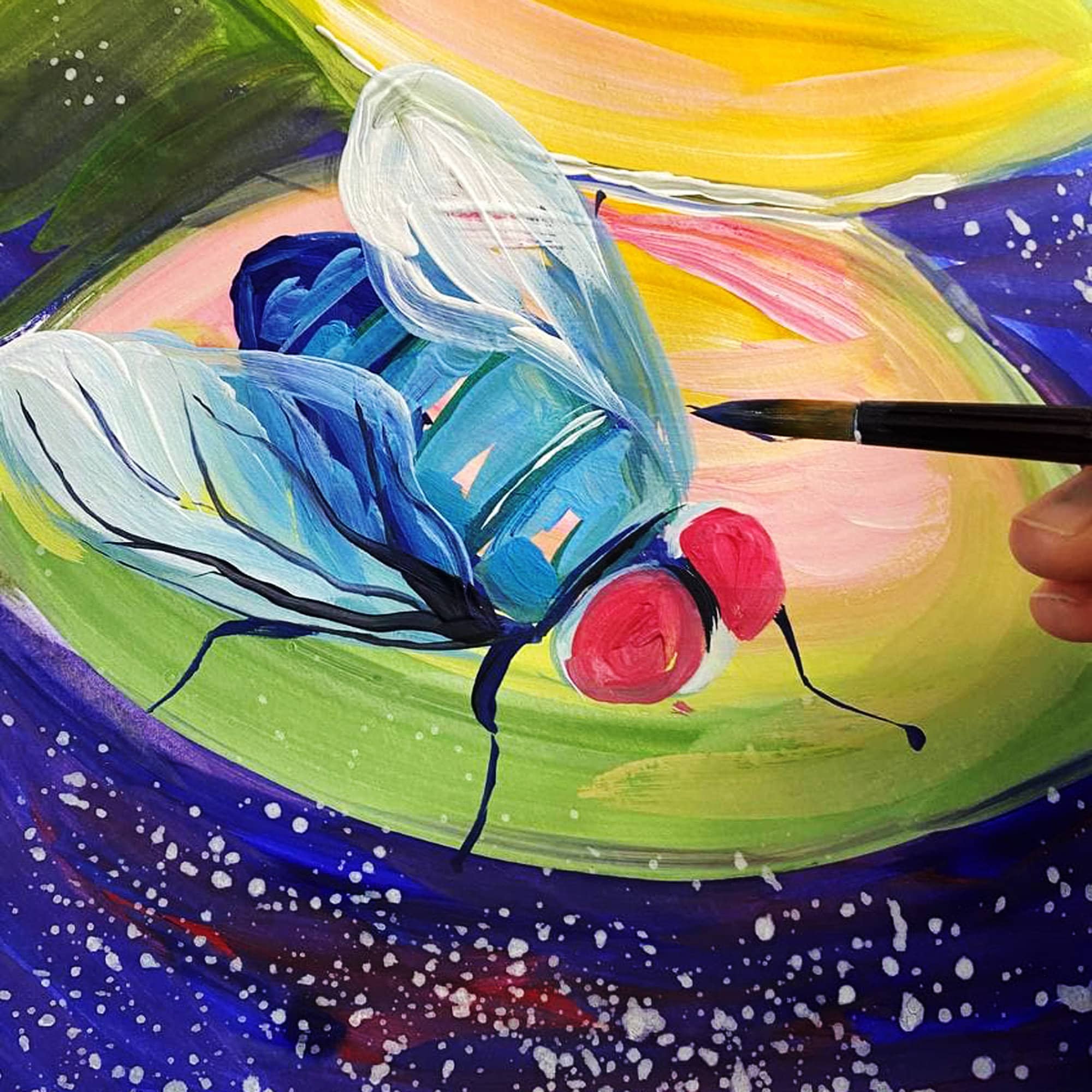 Blow Fly Painting Original Art Flytrap Painting Fly Art Work Bug Wall ...