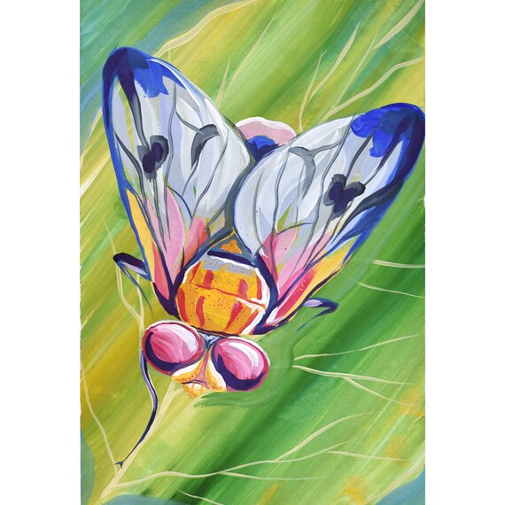 Blow Fly Painting Original Art Flytrap Painting Fly Art Work Bug Wall ...