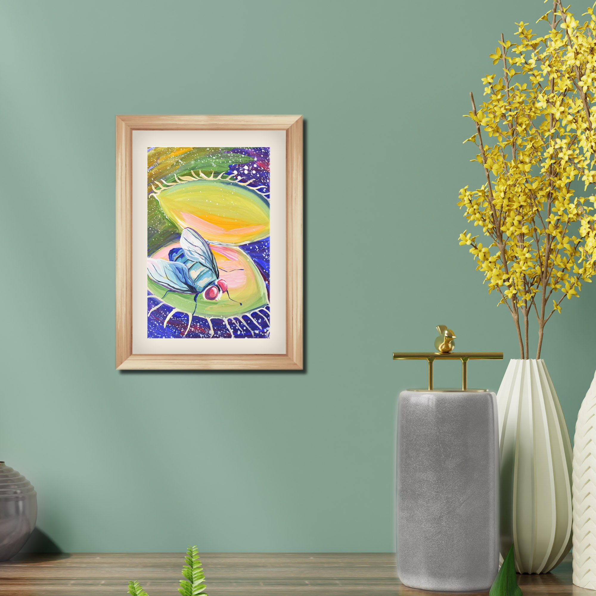 Blow Fly Painting Original Art Flytrap Painting Fly Art Work Bug Wall ...
