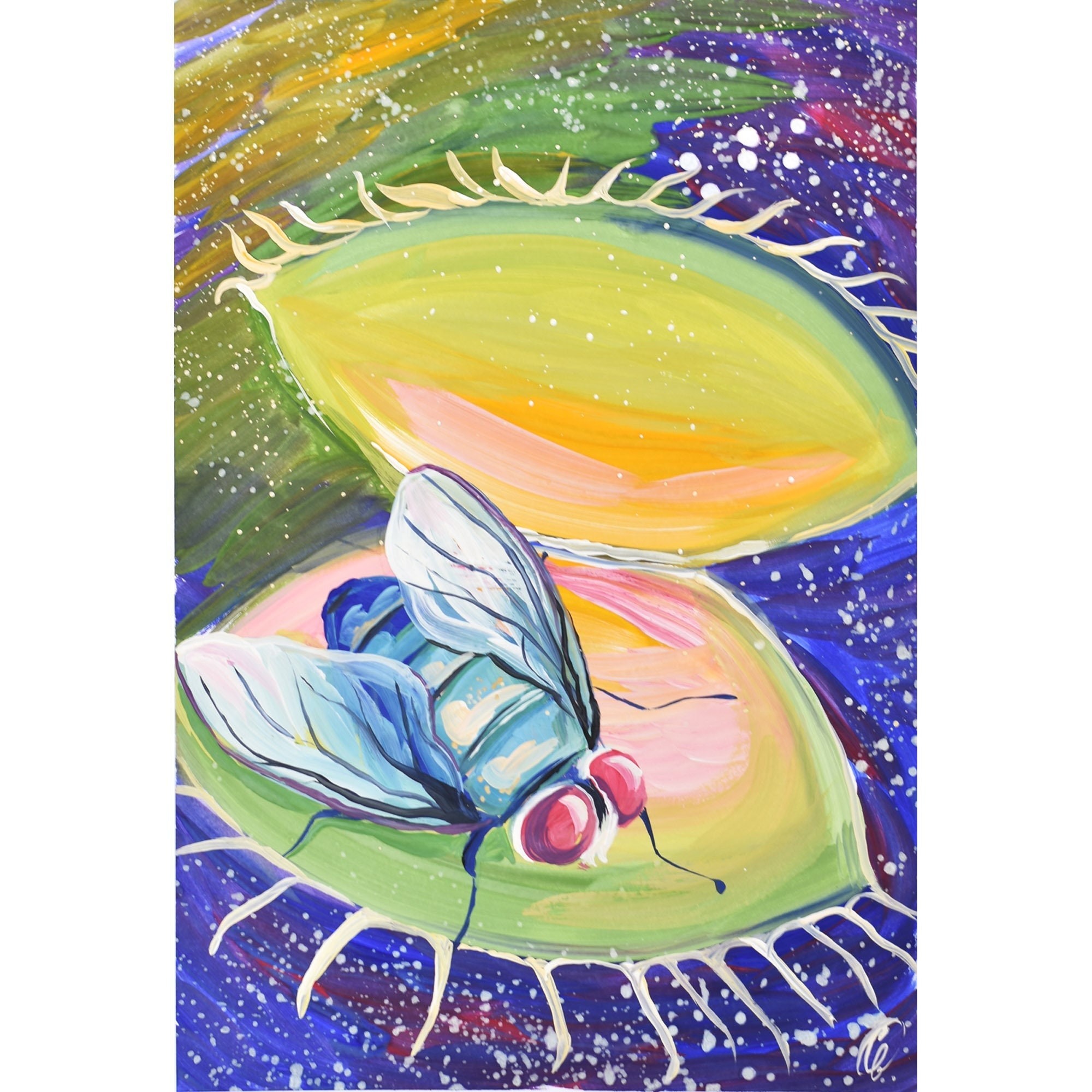 Blow Fly Painting Original Art Flytrap Painting Fly Art Work Bug Wall ...