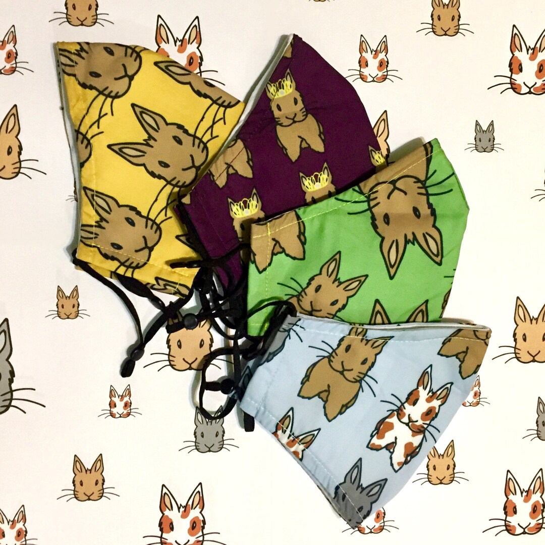 4 Face Masks Bundle Set Cute Bunny Face Masks Multicolored - Etsy