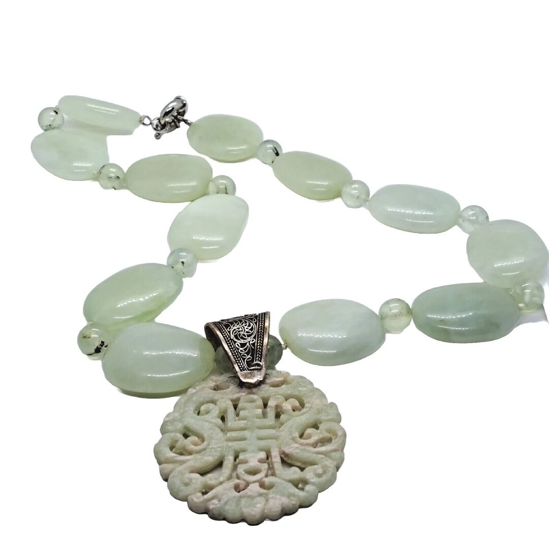 Estate Jade Medallion Necklace Matched 2-bracelet Set Amazonite Stones ...