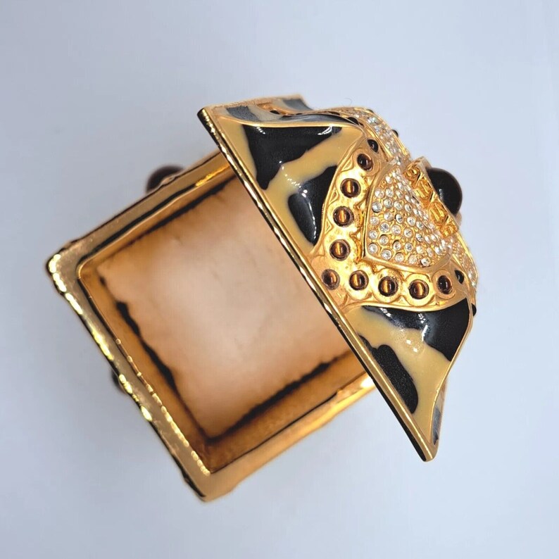 Wendy Reed Leopard Print Trinket Box With Pillow Tan Black for Rings ...