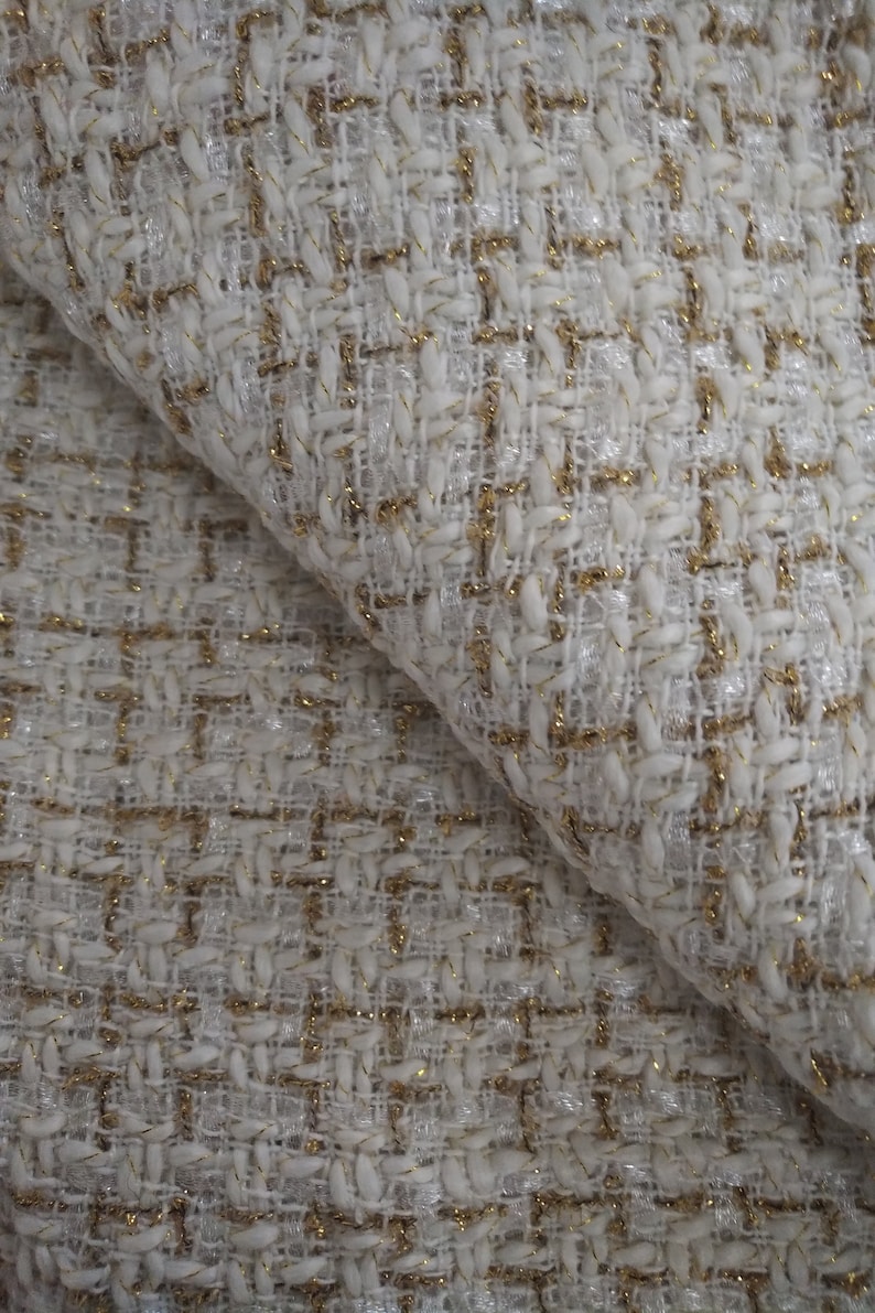 Cream Boucle Fabric With Gold Lurex - Etsy