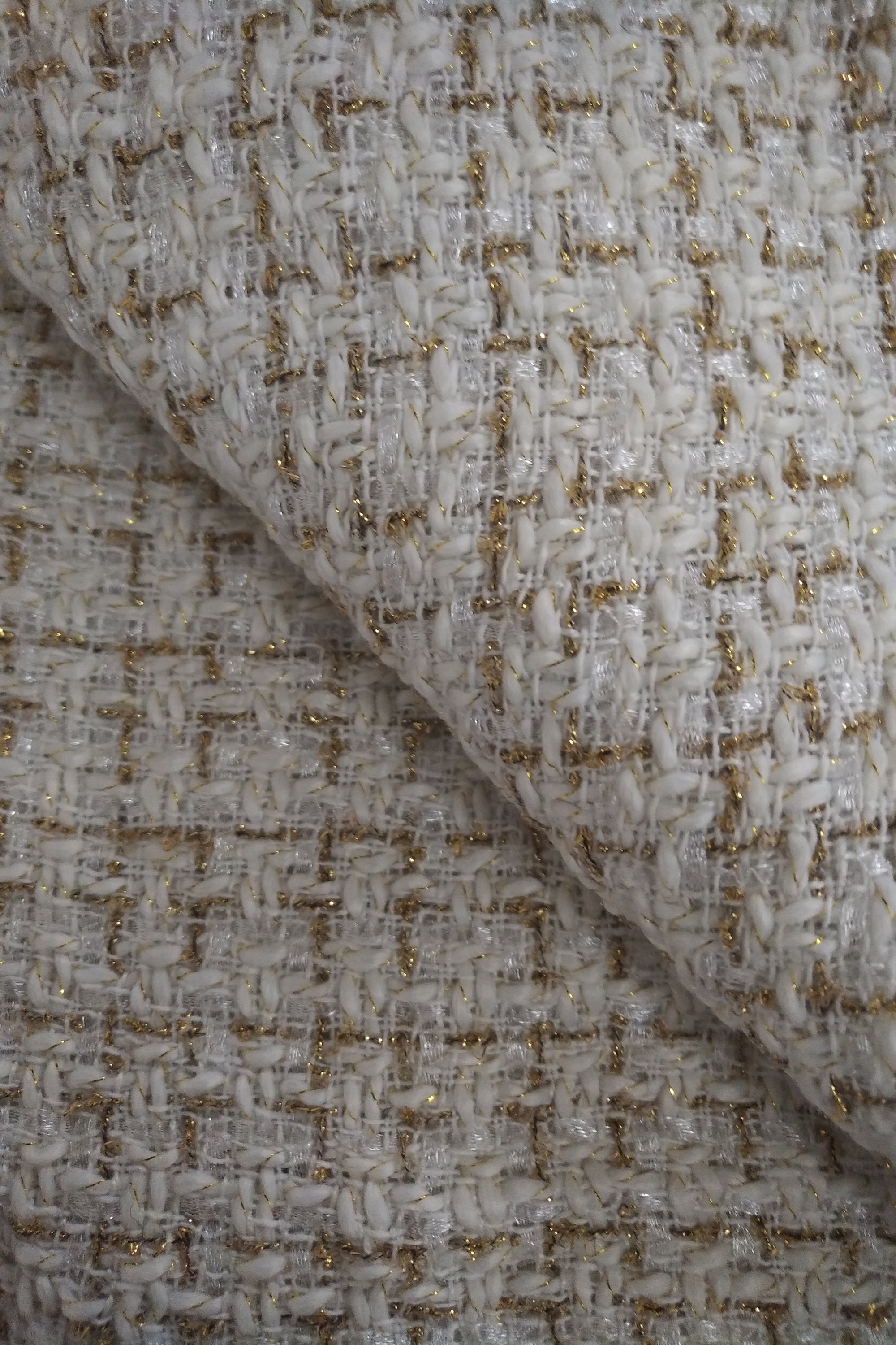 Cream Boucle Fabric With Gold Lurex - Etsy