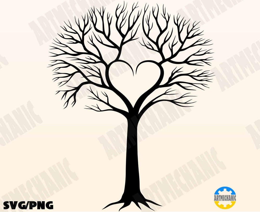 Heart Love Tree SVG PNG Silhouette for Your Cricut and Design.pritnting ...