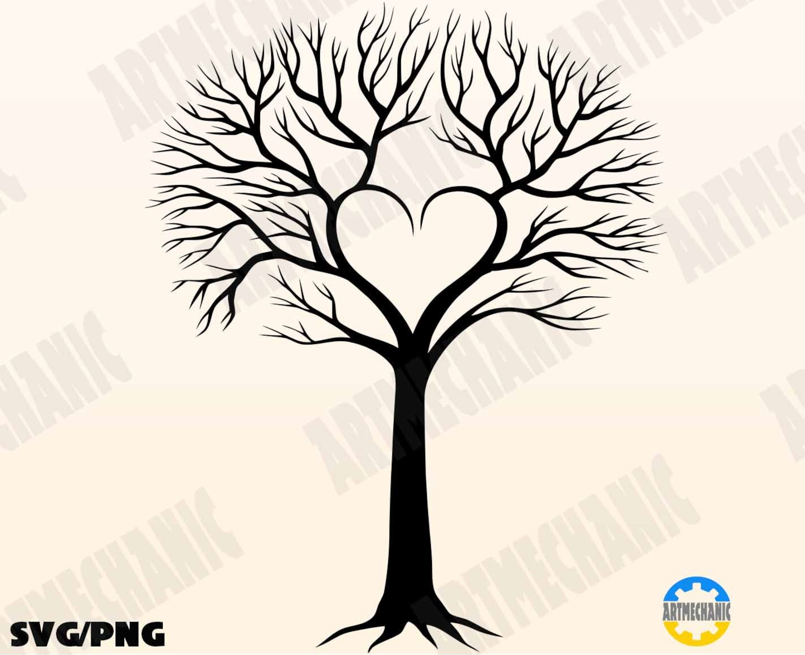 Heart Love Tree SVG PNG Silhouette for Your Cricut and Design.pritnting ...