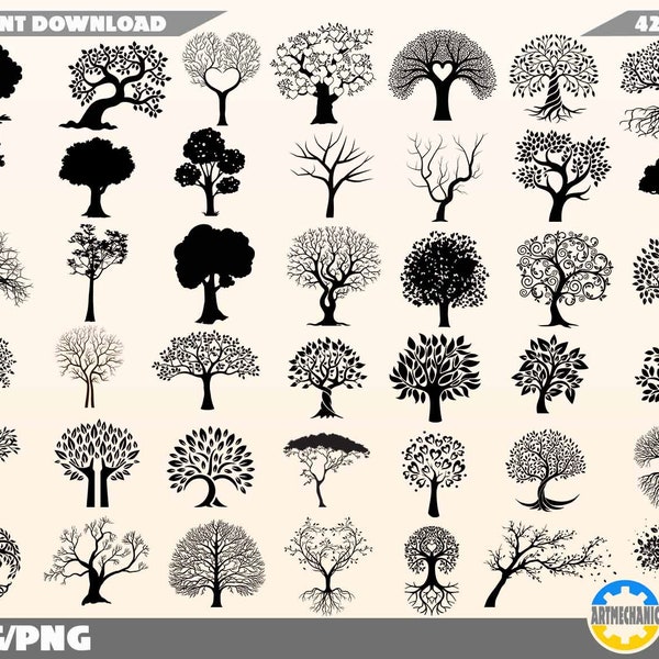 Tree With Initials Svg - Etsy