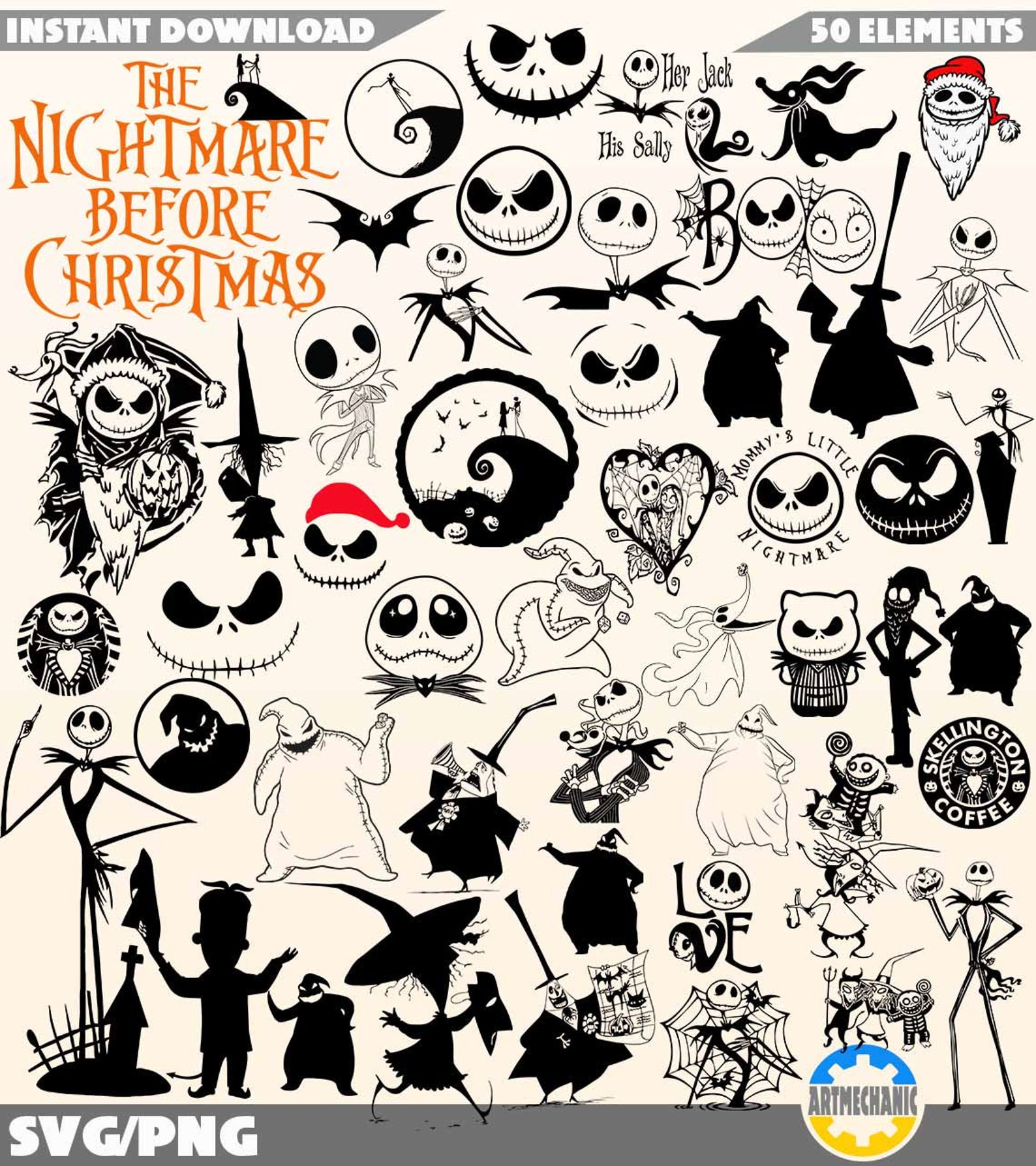 Best Bundle Halloween Nightmare SVG, Before Christmas Clipart ...