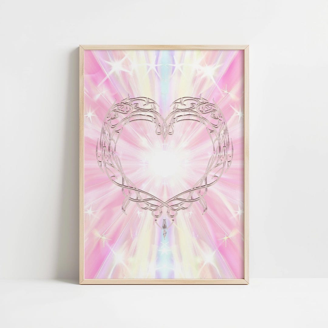 Glowing Heart Art Print - Ethereal Pastel Light Design - Spiritual Love ...