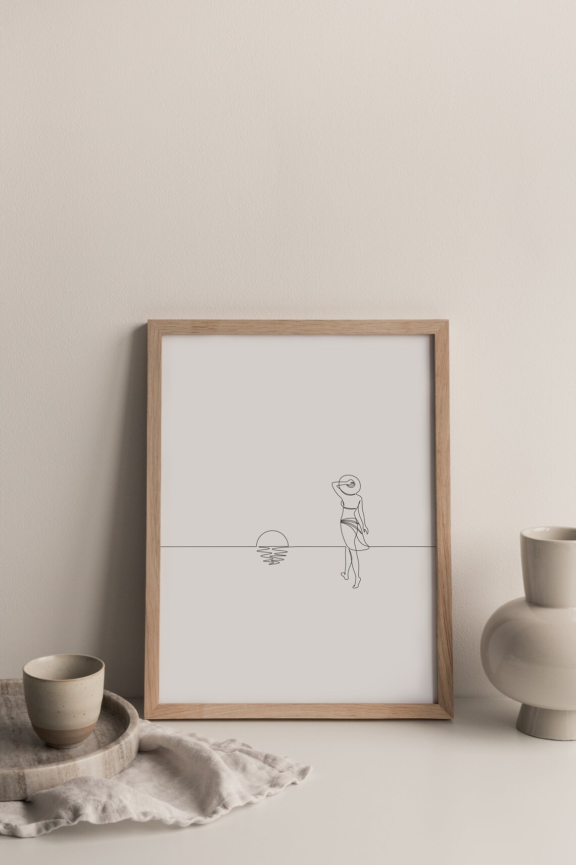 Beach Print, Fine Line Print, Digital Download, Minimal Printable, Wall ...