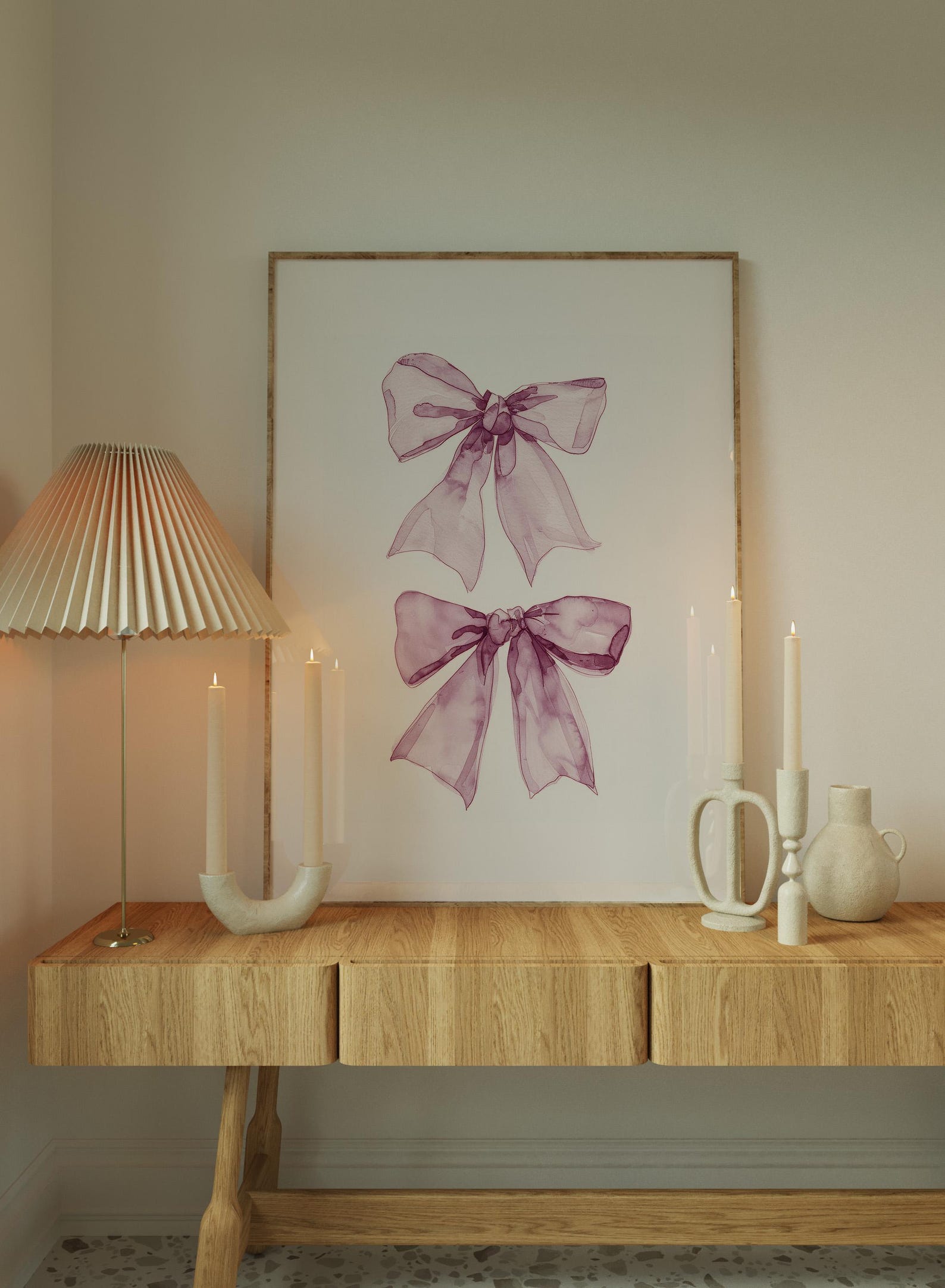 Delicate Purple Bows Watercolor Print - Elegant Bow Tie Art - Soft ...