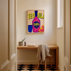 Tequila Therapy Art Print – Colorful Bar Wall Decor, Fun and Quirky ...