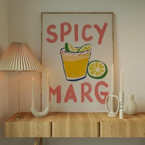 Spicy Margarita Artwork – Hand-drawn Yellow Cocktail With Lime, Fun ...