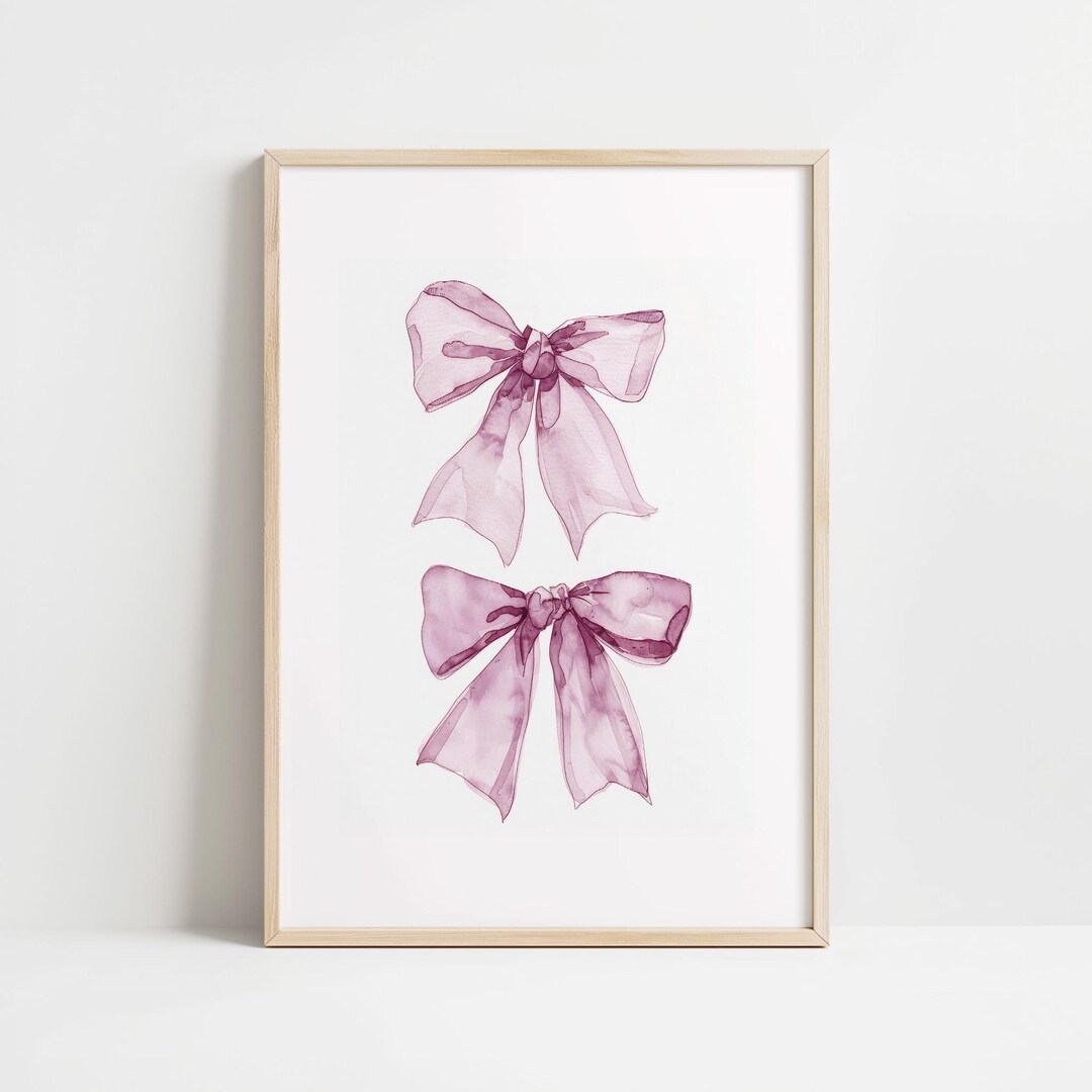 Delicate Purple Bows Watercolor Print - Elegant Bow Tie Art - Soft ...