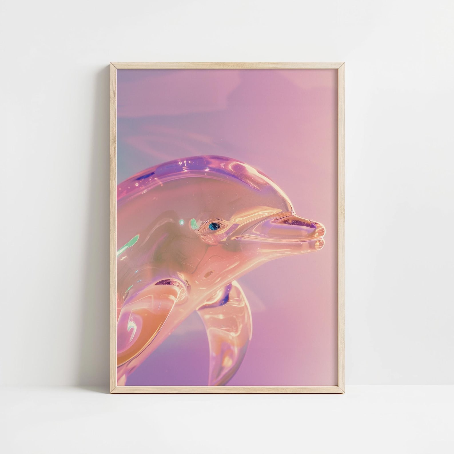 Holographic Dolphin Art | Pastel Iridescent Ocean Life | Modern ...