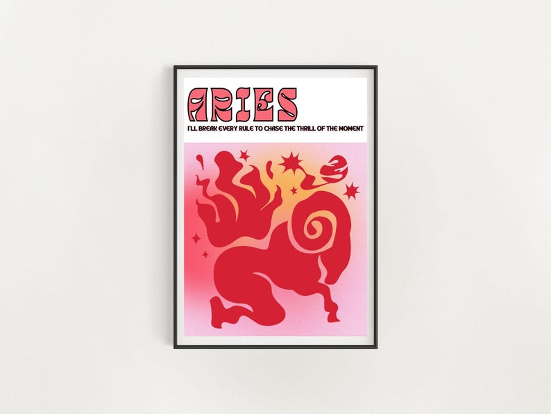 Aries Zodiac Sign Wall Art Printable - Astrology Constellation Poster ...