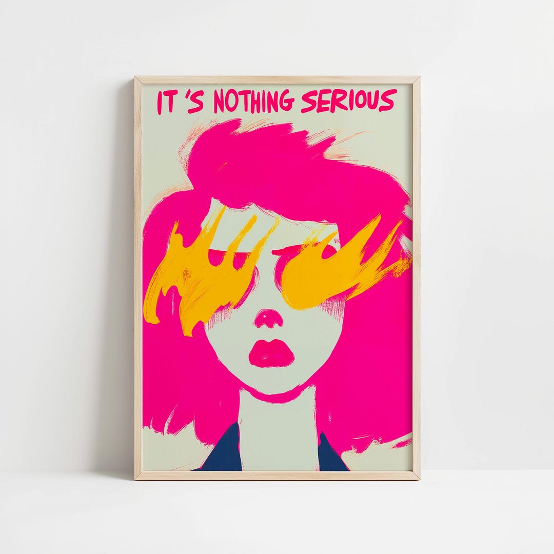 Bold Pop Art Portrait – “it’s Nothing Serious” Neon Pink and Yellow ...
