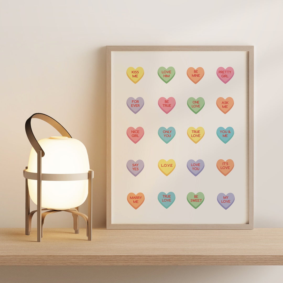 Valentine's Day Candy Hearts Printable, Valentine's Day Decor ...
