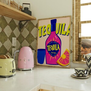 Tequila Therapy Art Print – Colorful Bar Wall Decor, Fun and Quirky ...