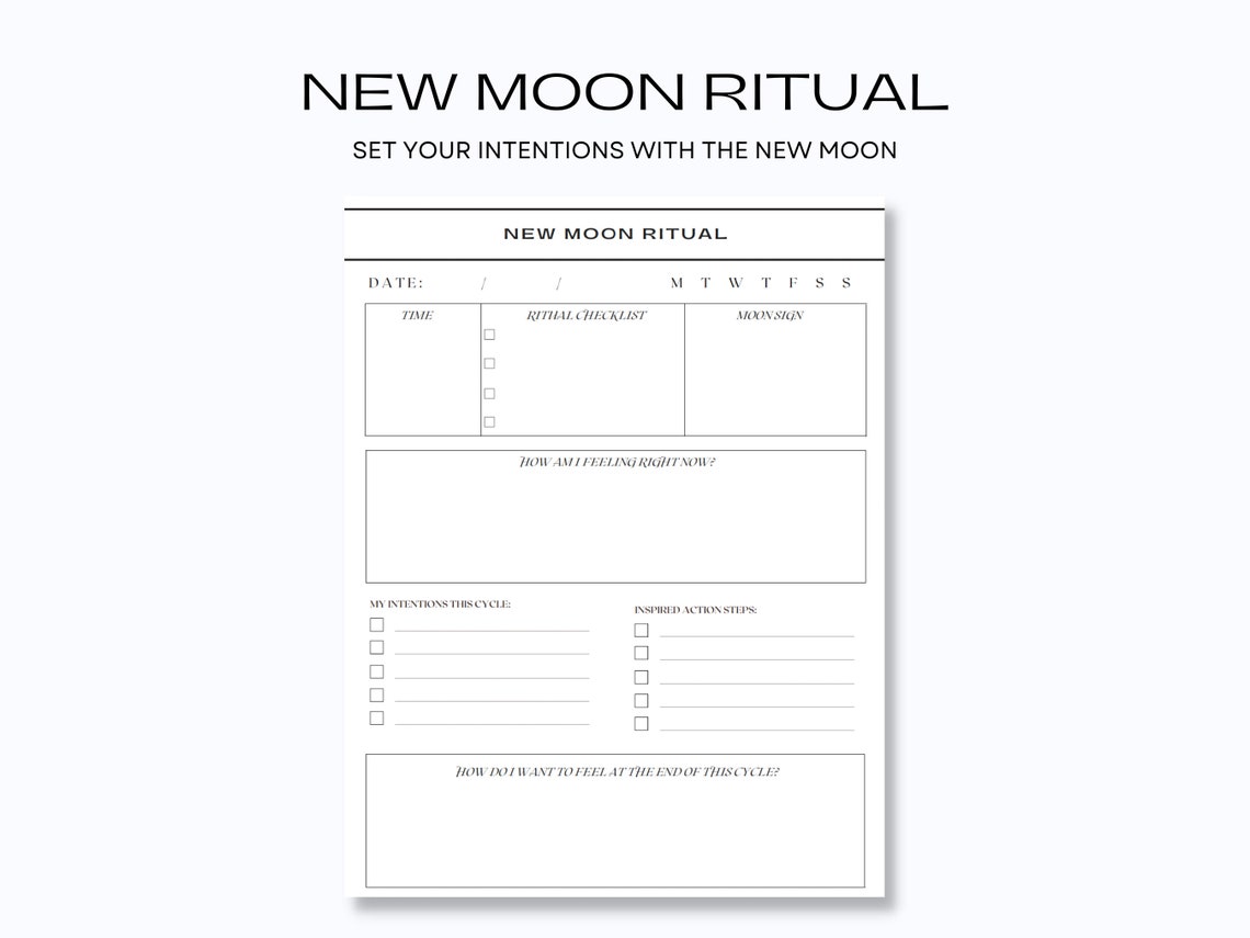 Moon Phase Journal Printable. Lunar Cycle Planner Pages. Digital PDF ...