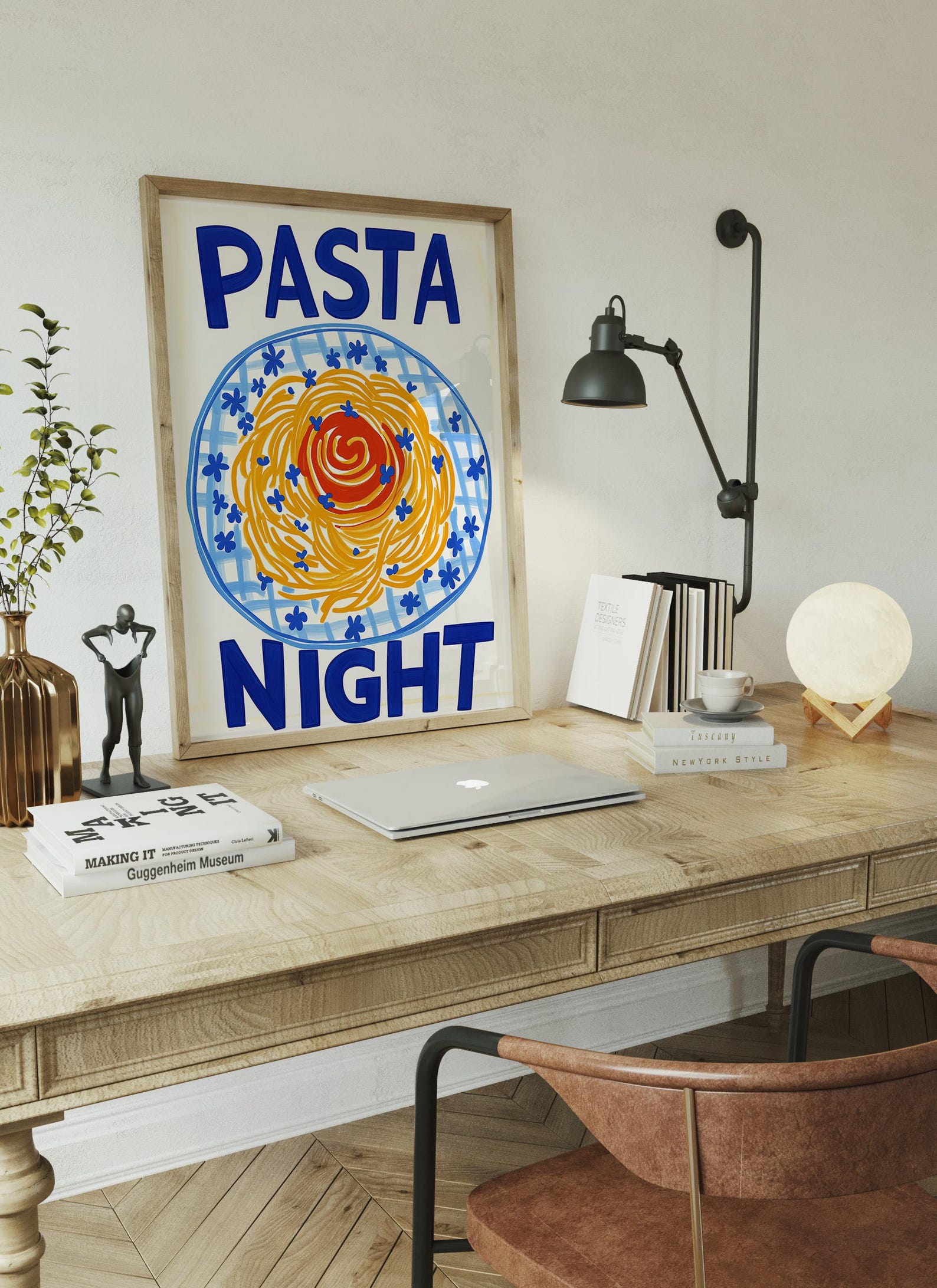 Pasta Night Wall Art - Fun and Colorful Spaghetti Poster - Quirky ...