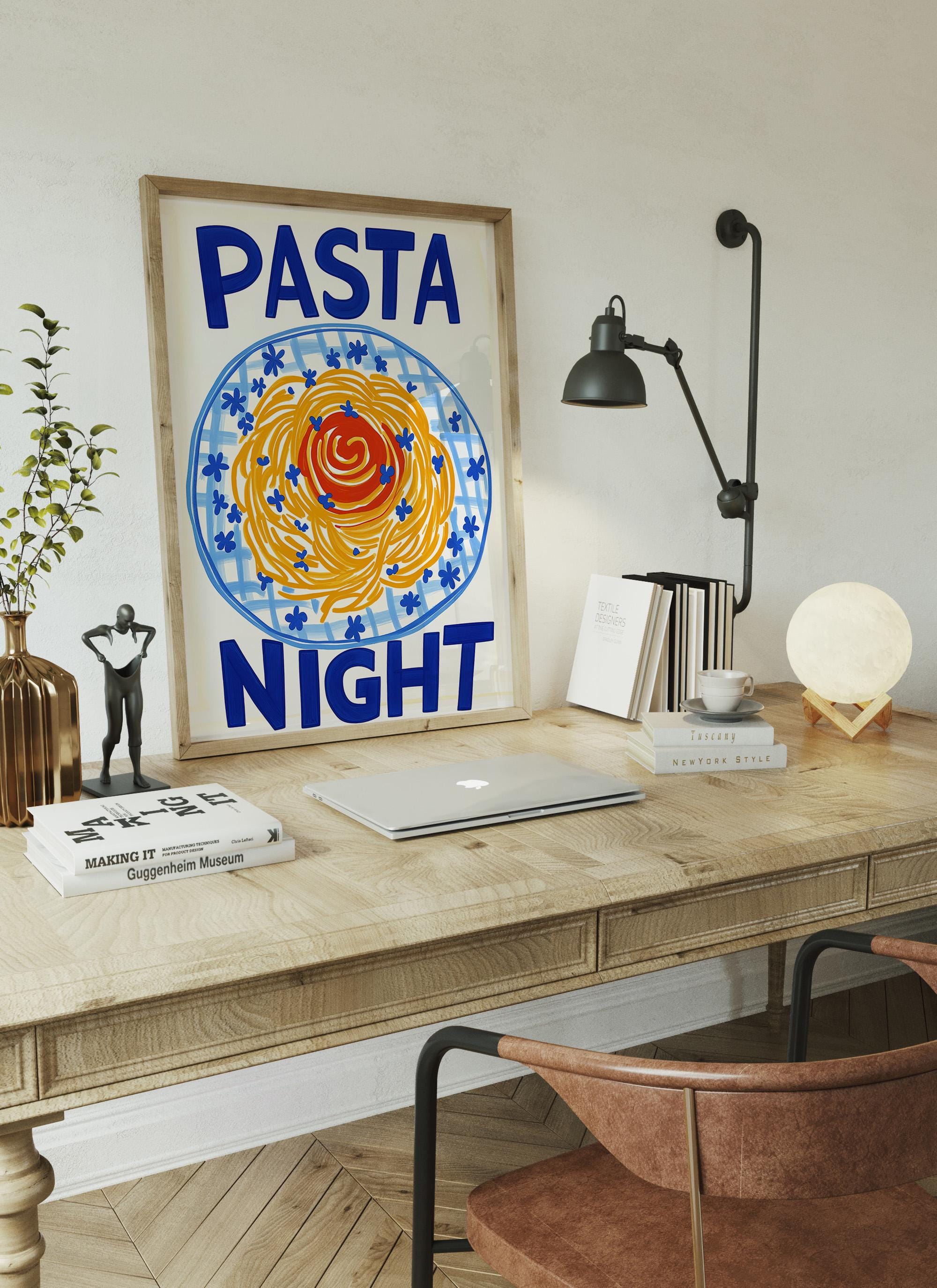 Pasta Night Wall Art - Fun and Colorful Spaghetti Poster - Quirky ...